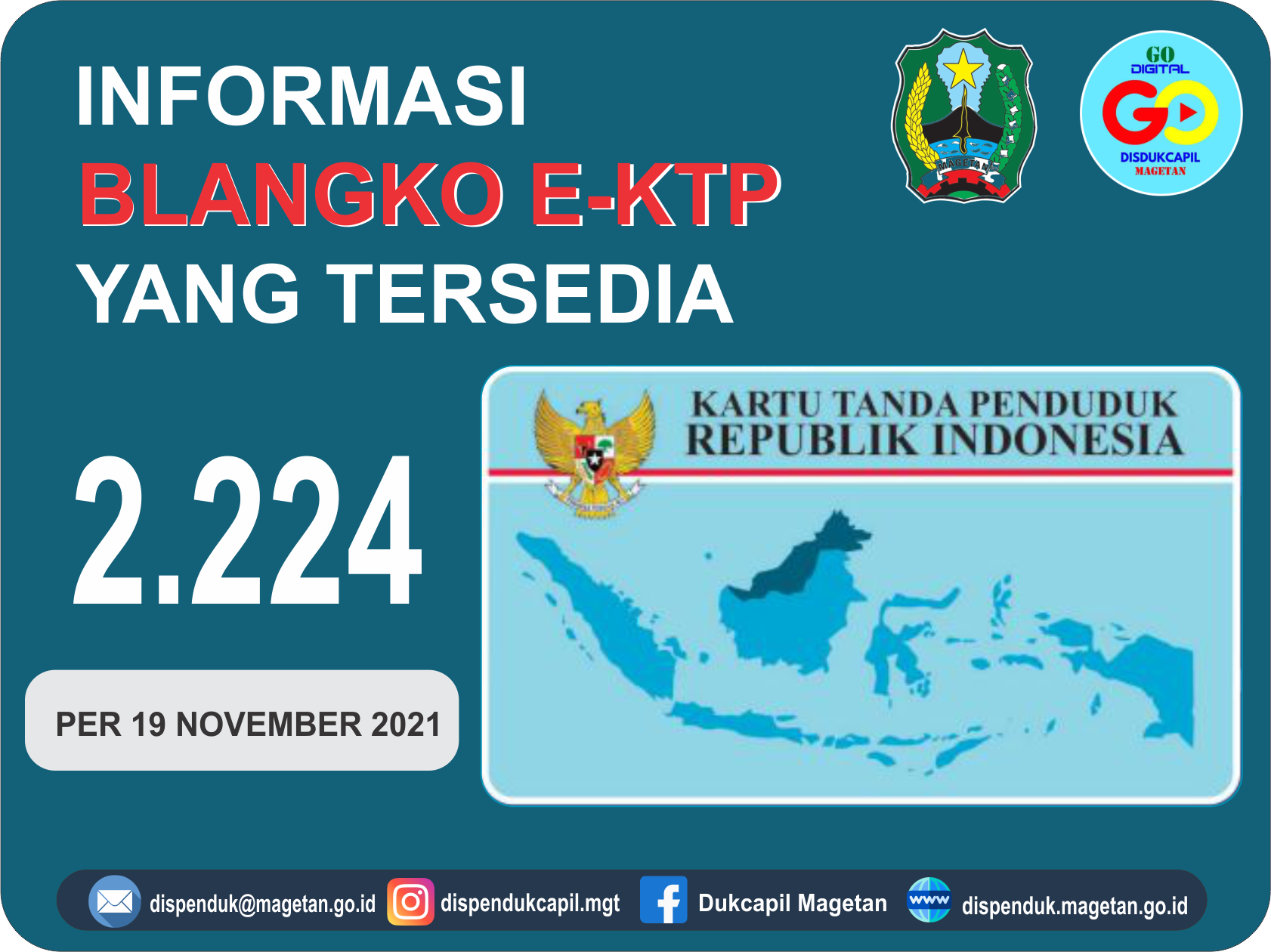 Blangko E-KTP Yang Tersedia Per 19 November 2021 – Disdukcapil Kab. Magetan